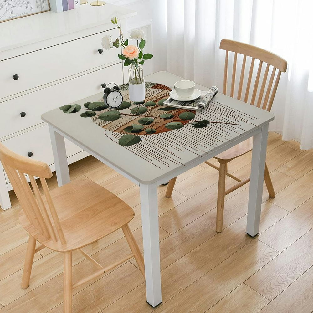 Acheng Eucalyptus Leaves Abstract Art Square Fitted Table Cloths 100% ...