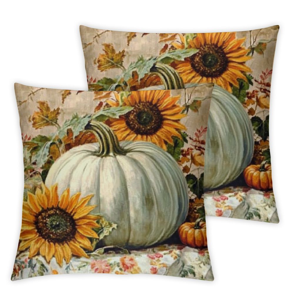 Acheng Fall Pumpkin Pillow Covers Pumpkin Sunflower Autumn Harvest ...
