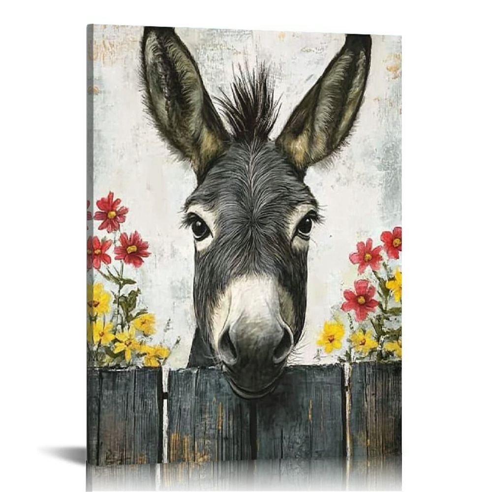 Acheng Farmhouse Bathroom Wall Art Donkey Poster Funny Donkey Pictures ...