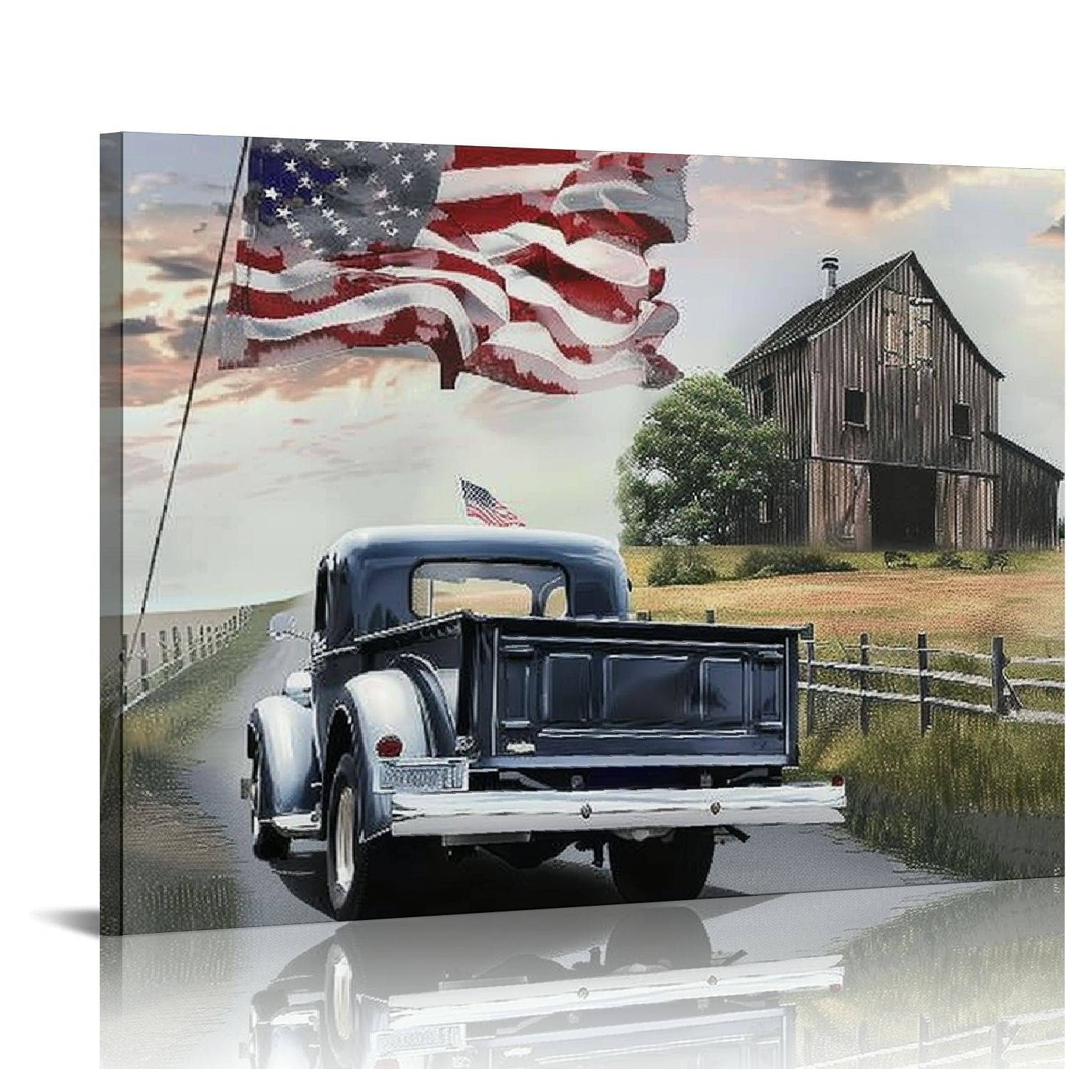 Acheng Farmhouse Wall Art Rustic Old Barn Canvas Painting Print Country ...
