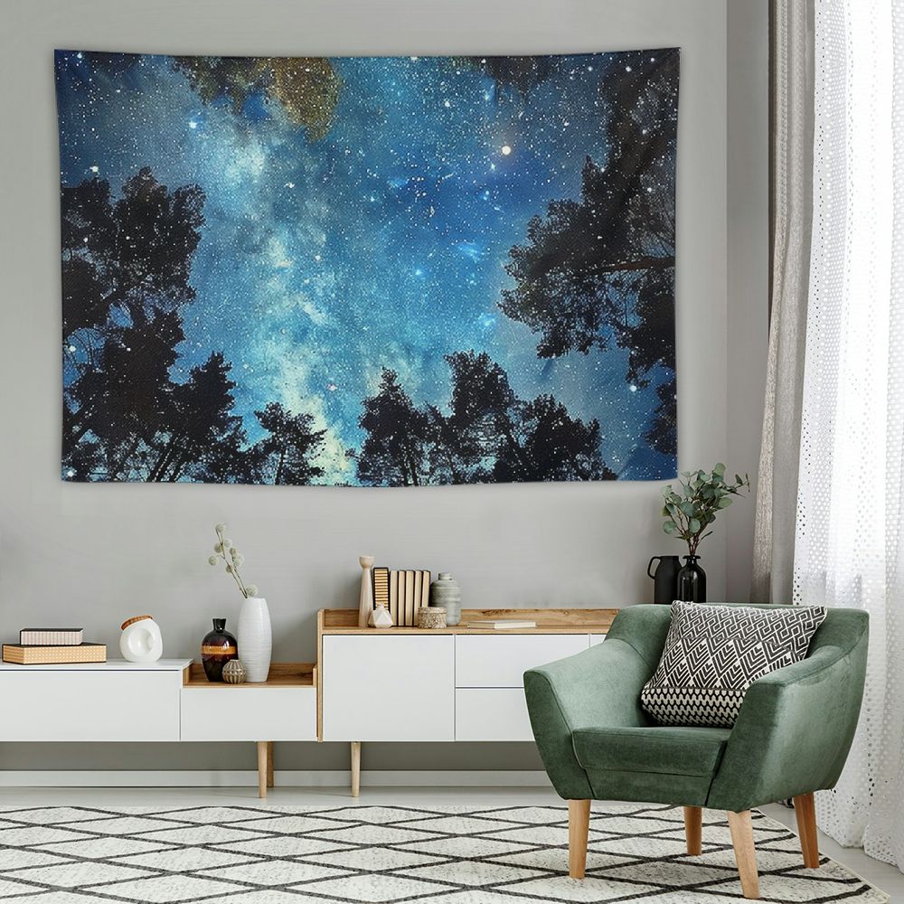 Acheng Forest Starry Tapestry Wall Hanging Printing Forest Tapestry ...