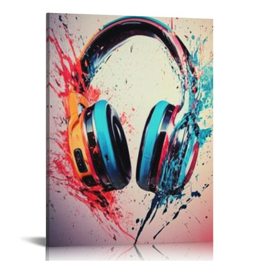 Acheng Framed Banksy Graffiti Colorful DJ Headphone Earphone Music ...