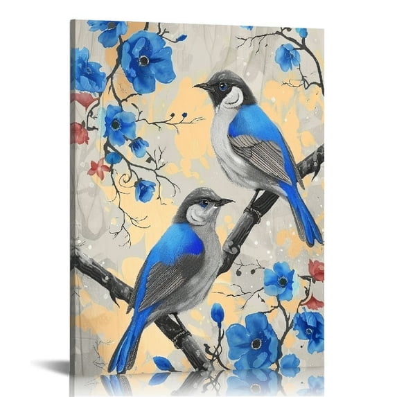 Acheng Framed Canvas Print Wall Art Blue Bird Pictures Wall Decor Bird ...