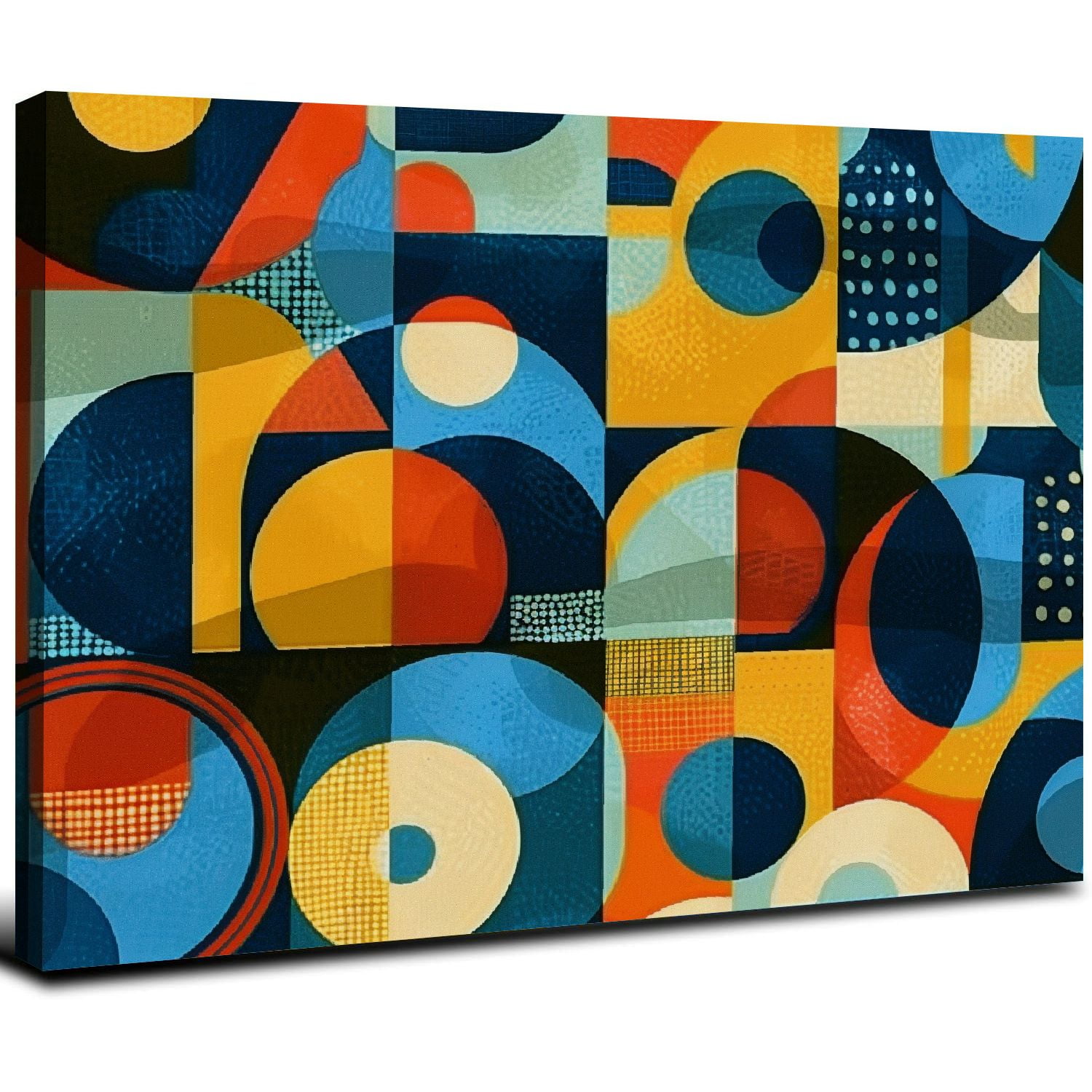 Acheng Framed Canvas Print Wall Art, Colorful Geometric Abstract Illustrations Mid Century ...