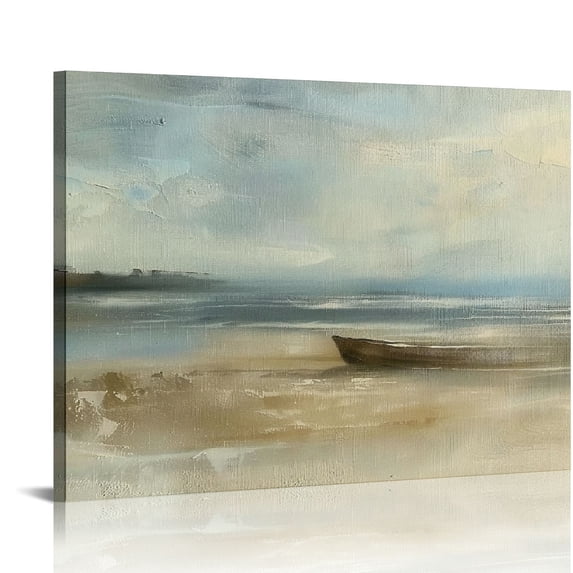 Acheng Framed Canvas Print Wall Art Pastel Gray Blue Watercolor ...