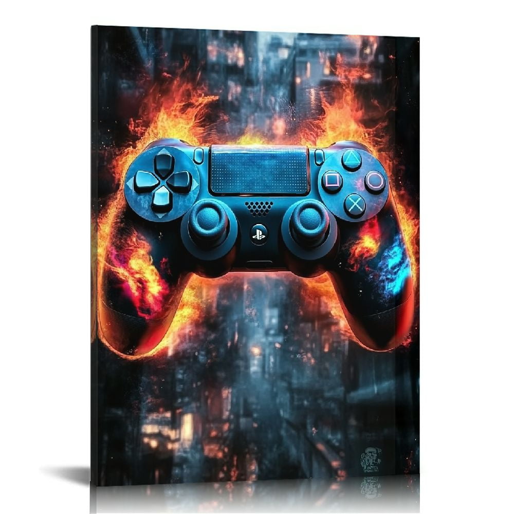 Acheng Framed Gaming Posters Color Graffiti Gamepad Wall Decor Gamer ...