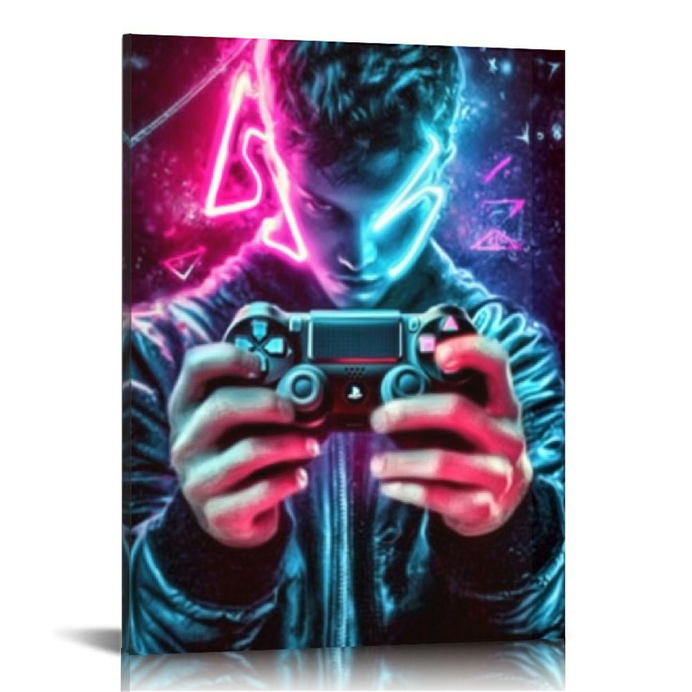 Acheng Framed Gaming Room Decor Set of 2 - Cool Gamepad Gaming Wall Art ...