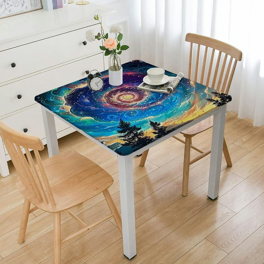 Acheng Galaxy Stars Trees Square Table Cover 100% Polyester Fiber 40*40 ...