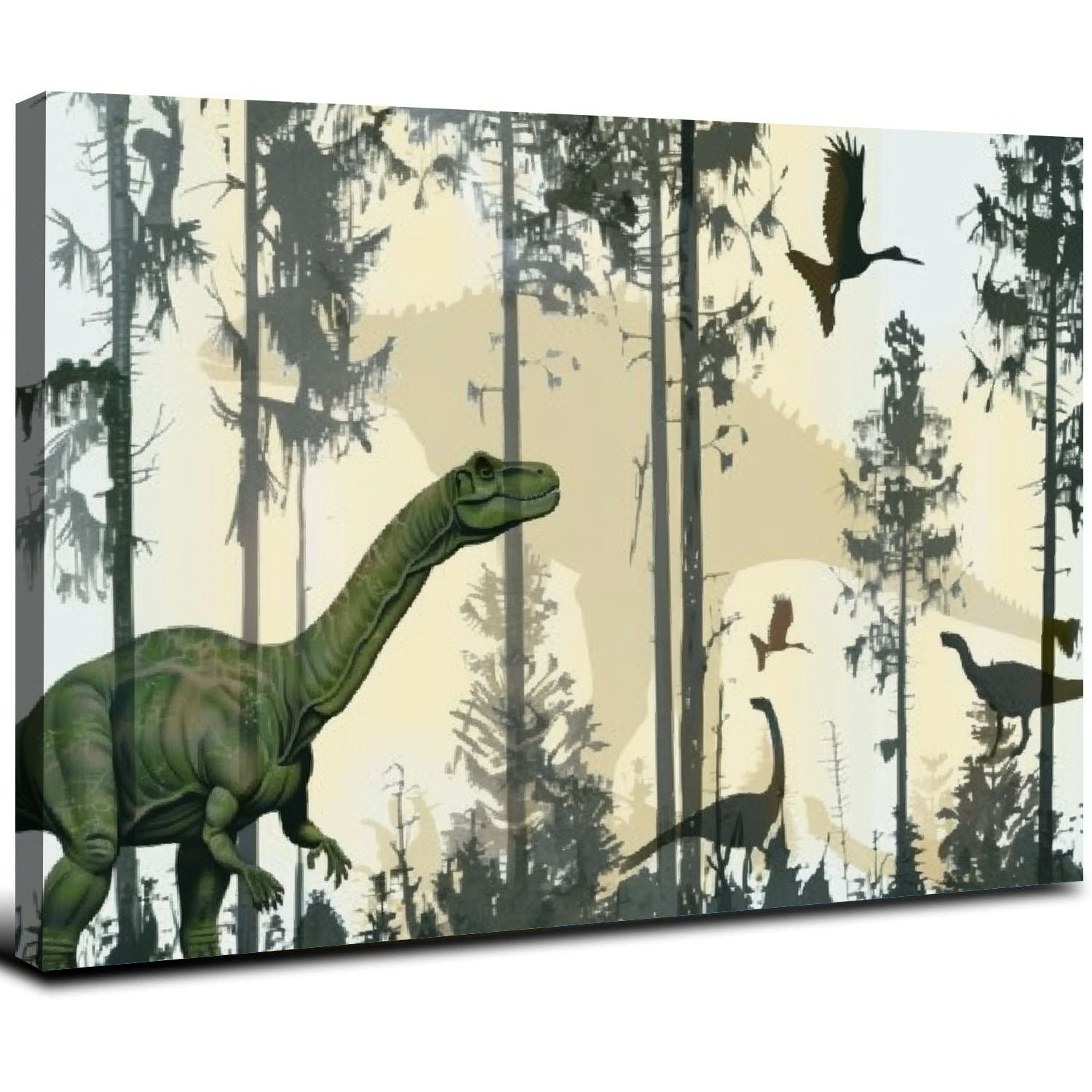 Acheng Giant Green Dinosaur Wall Decals Jungle Black Tree Wall Stickers ...