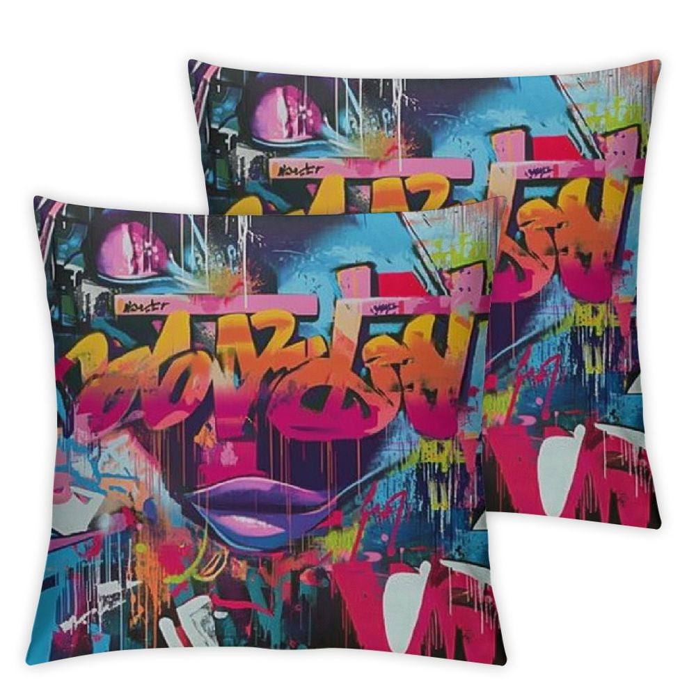Acheng Graffiti Throw Pillow Cover Hip Hop Artwork Urban Wall Urban ...