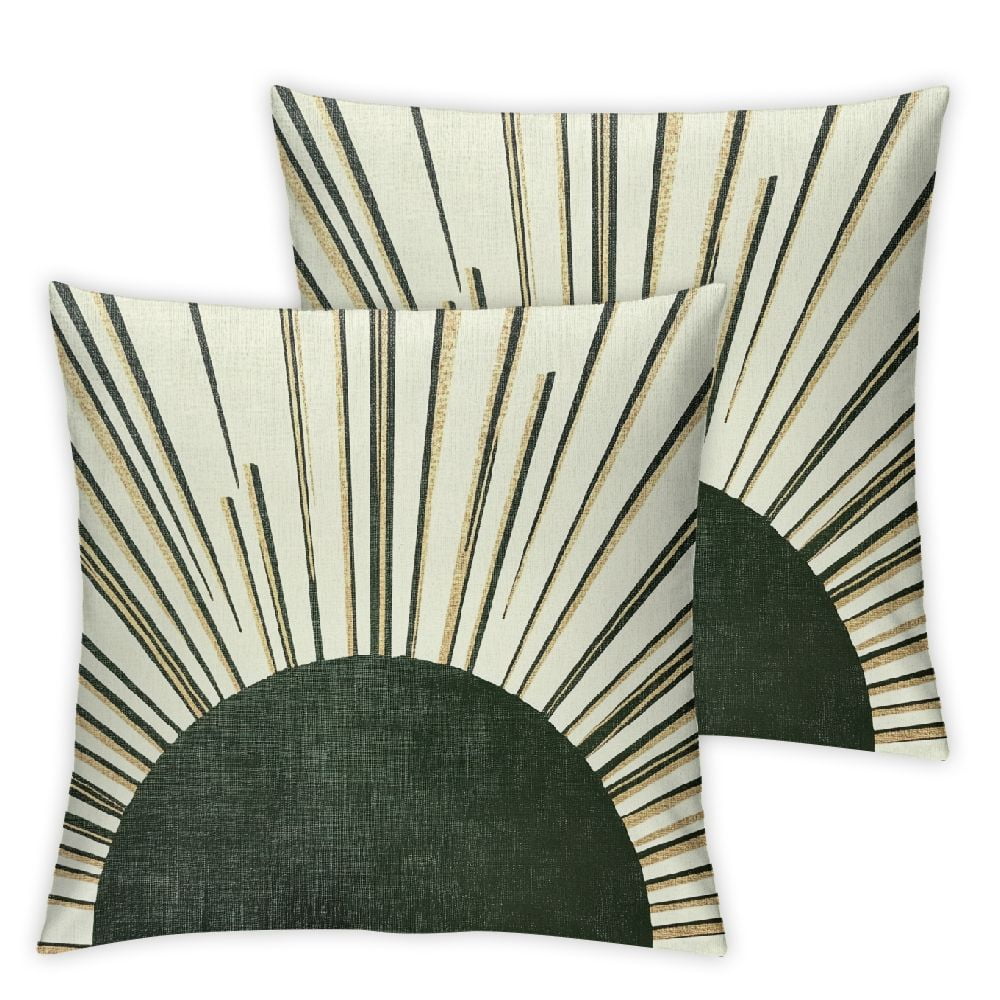 Acheng Green Boho Sun Pillow Covers Set of 2 Bohemian Design Sunrise ...