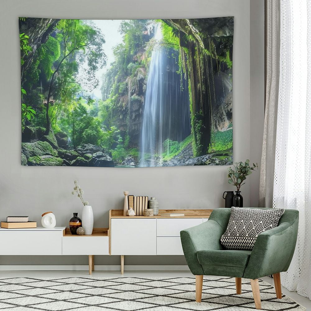 Acheng Green Nature Landscape Tapestry Rainforest Tapestry Waterfall ...