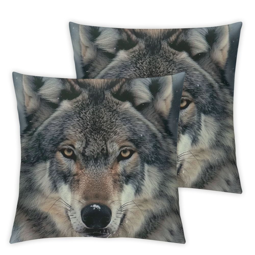 Acheng Grey Wolf Throw Pillow Case Winter Alpha Male Timber Wolf Face ...