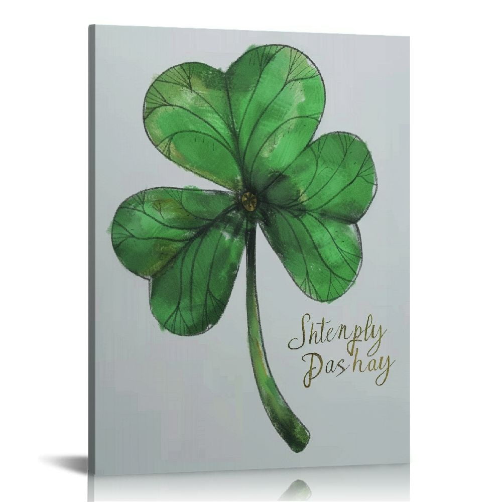 Acheng Happy St Patricks Day Print, Four Leaf Clover Art Poster Canvas ...