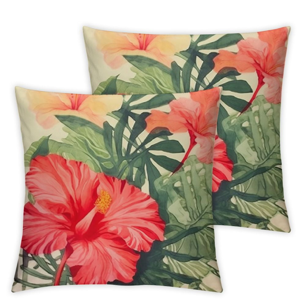 Acheng Hibiscus Flower Throw Pillow Covers Set of 2 Hawaiian Pillow ...