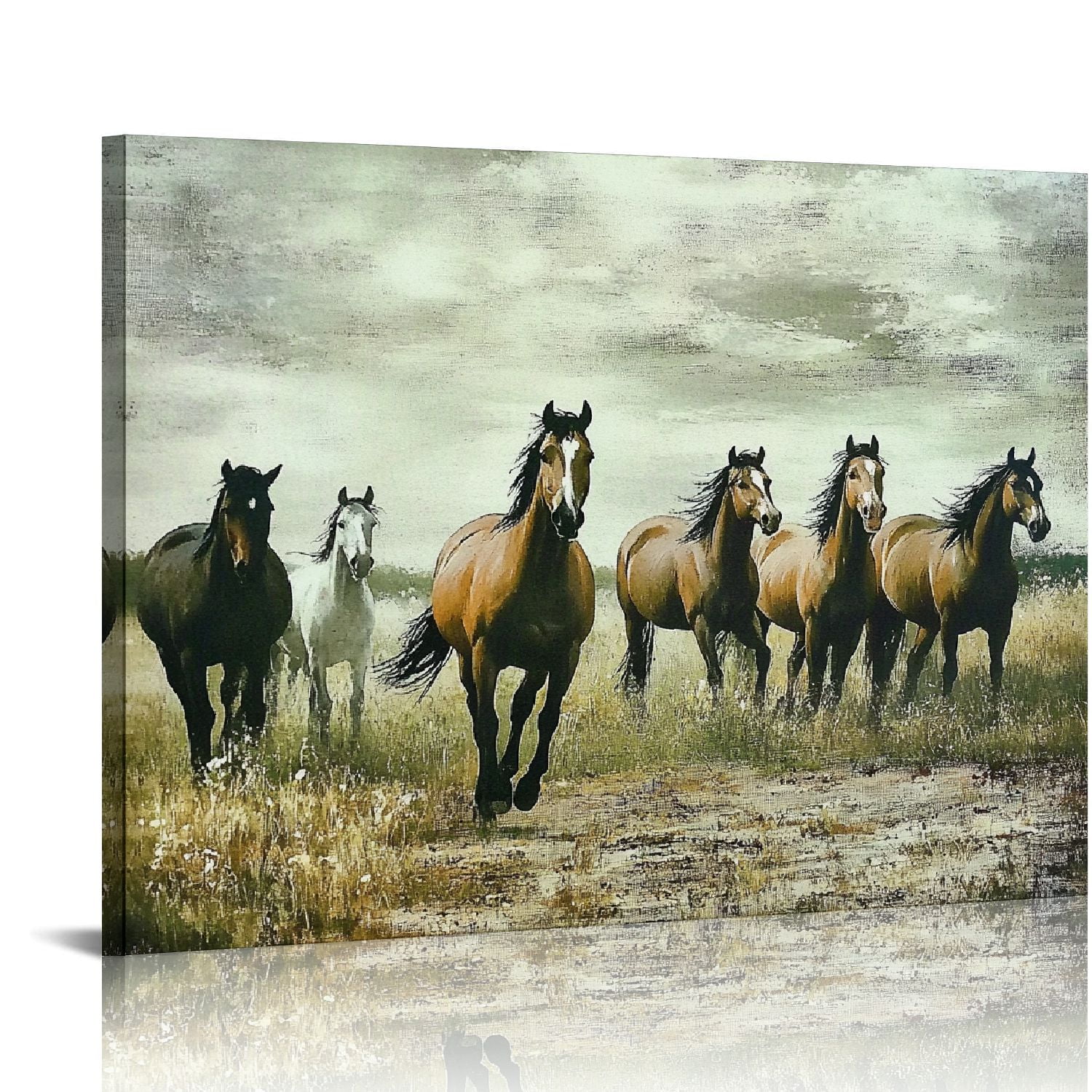 Acheng Horses Wall Art Decor: Vintage Western Farm Wooden Painting ...