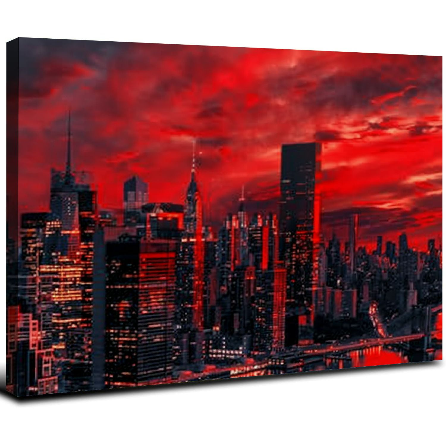 Acheng Huge New York City Canvas Wall Art Manhattan Skyline Night View ...