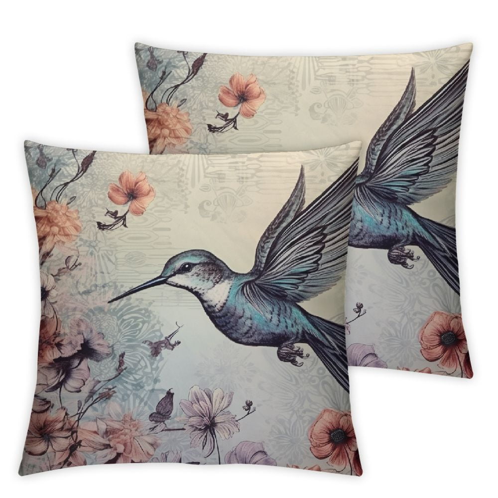Acheng Hummingbird Throw Pillow Cushion Cover, Birds and Hibiscus ...