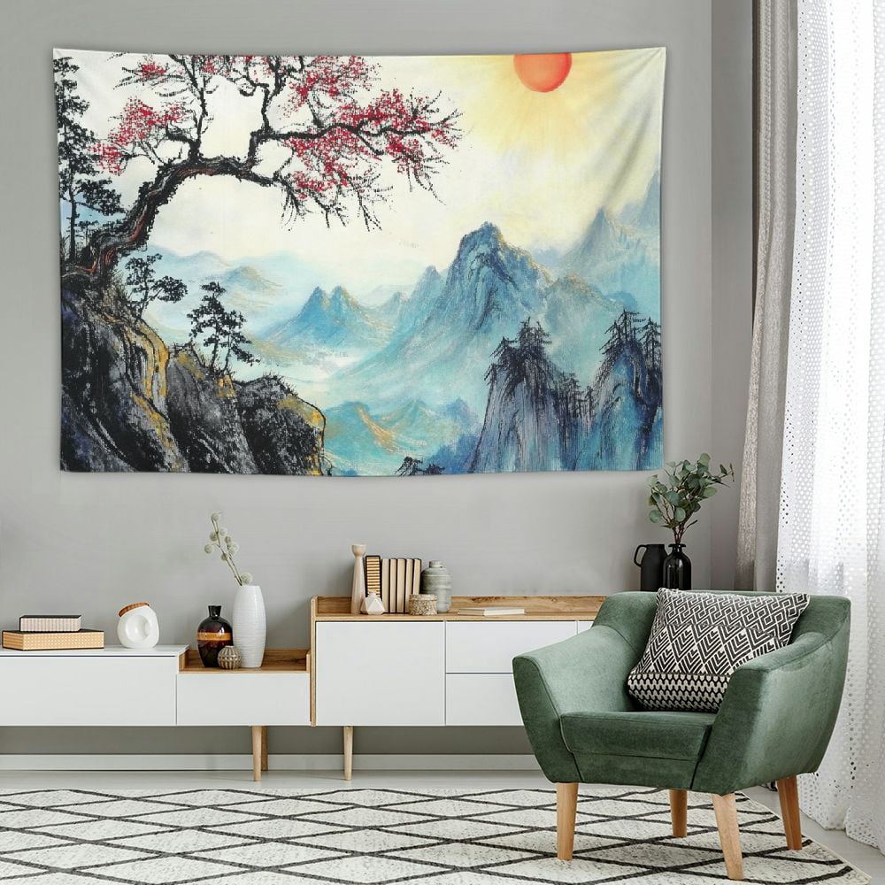 Acheng Japanese Tapestry, Cherry Blossom Tapestry, Asian Japanese Wall ...