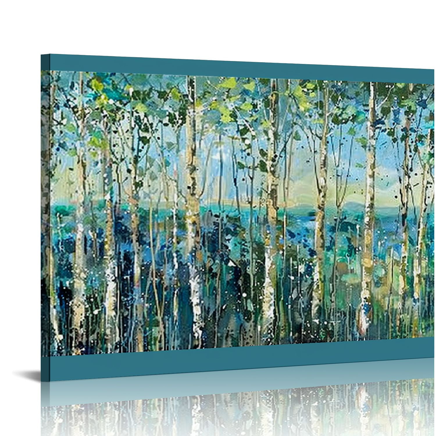 Acheng Large Wall Art Decor Green View White Birch Forest Canvas Painting Nature Plant Picture ...