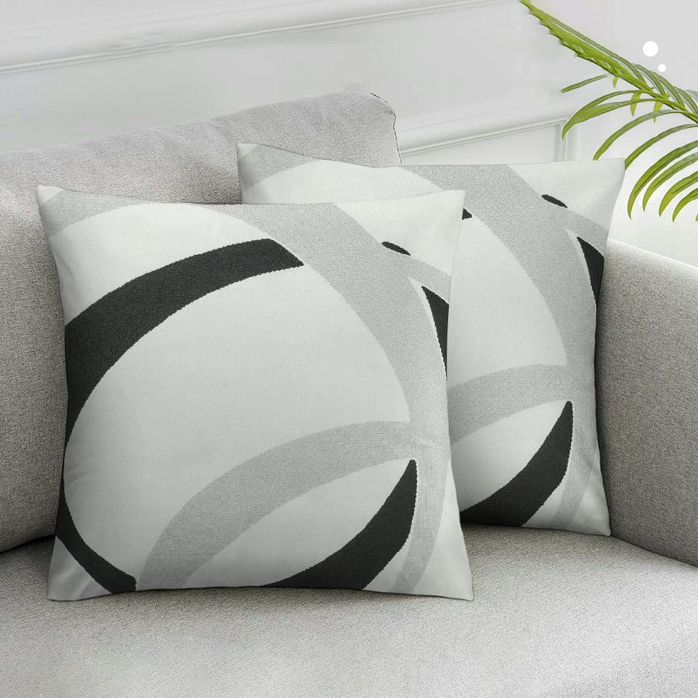 Acheng Light Grey and White Pillow Cases Cushion Covers Set of 2 Soft Geometric Geometry Throw ...