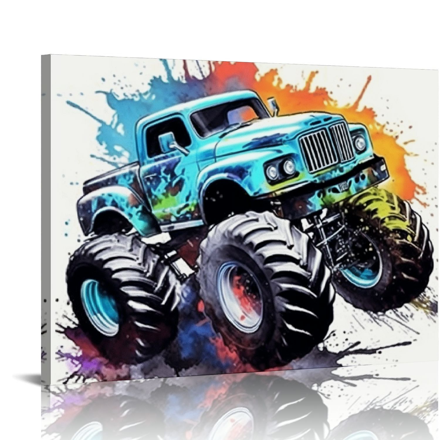 Acheng Monster Truck Posters Wall Art Prints for Boys Room Decor ...