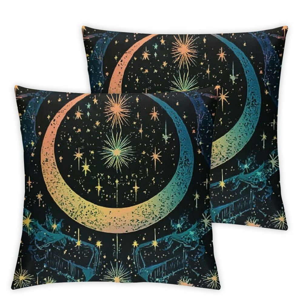 Acheng Moon & Star Alchemy Magical Astrology Burlap Throw Pillow Case ...