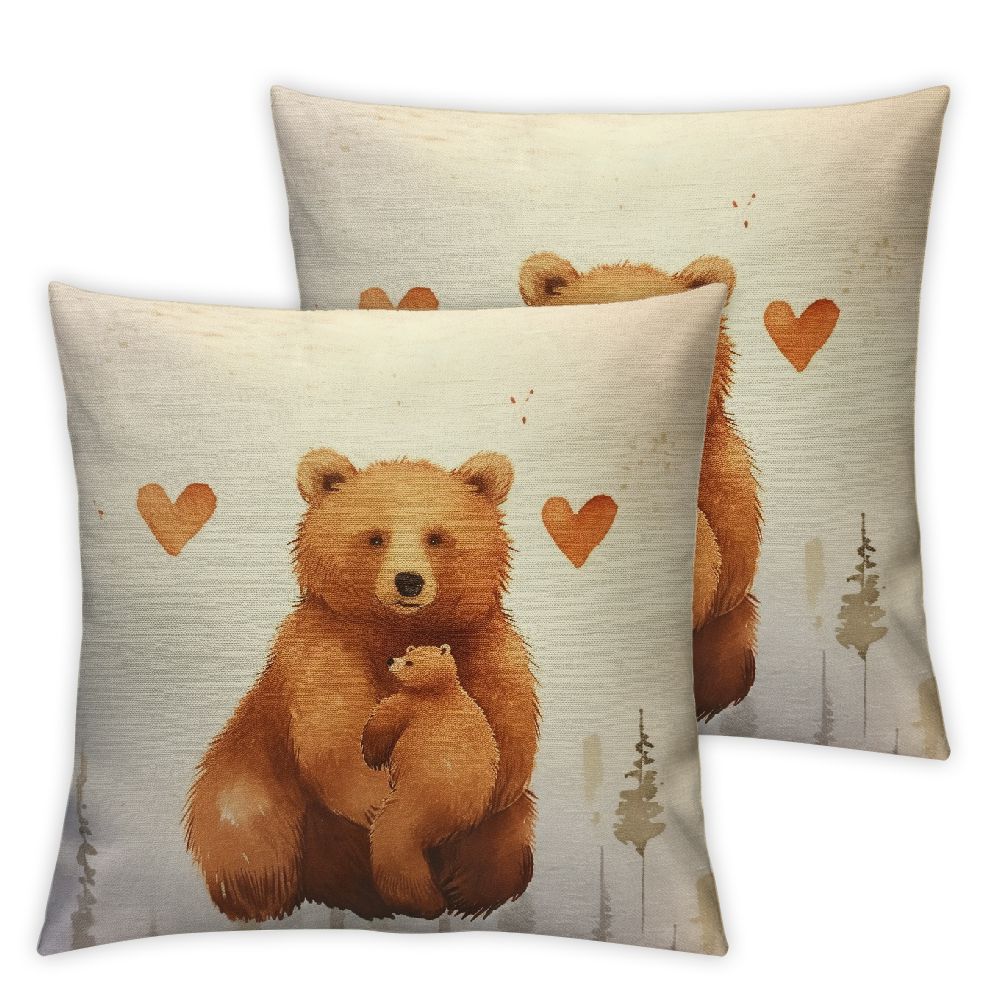 Acheng Mother Bear and Baby Bear Throw Pillow Cute Animals Floral Frame ...