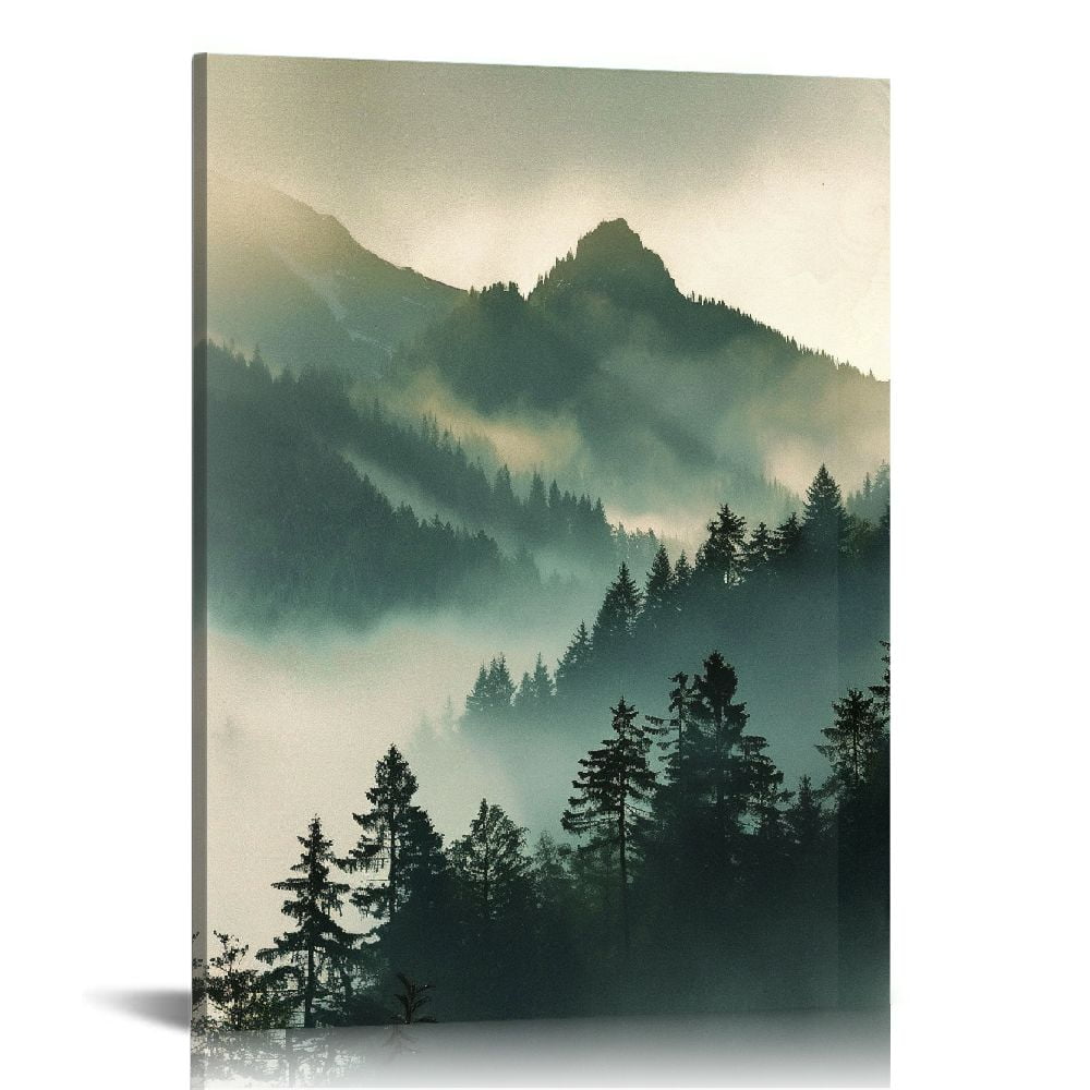 Acheng Mountain Framed Wall Art Set,Watercolor Pine Tree Wall Painting ...