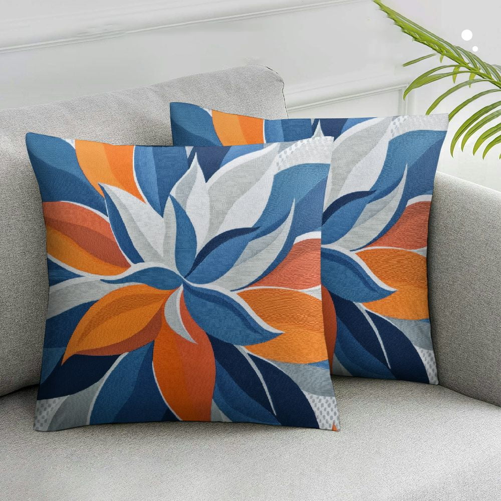 Acheng Navy Blue Orange Pillow Covers Fall Colored Grey Gray Dahlia ...