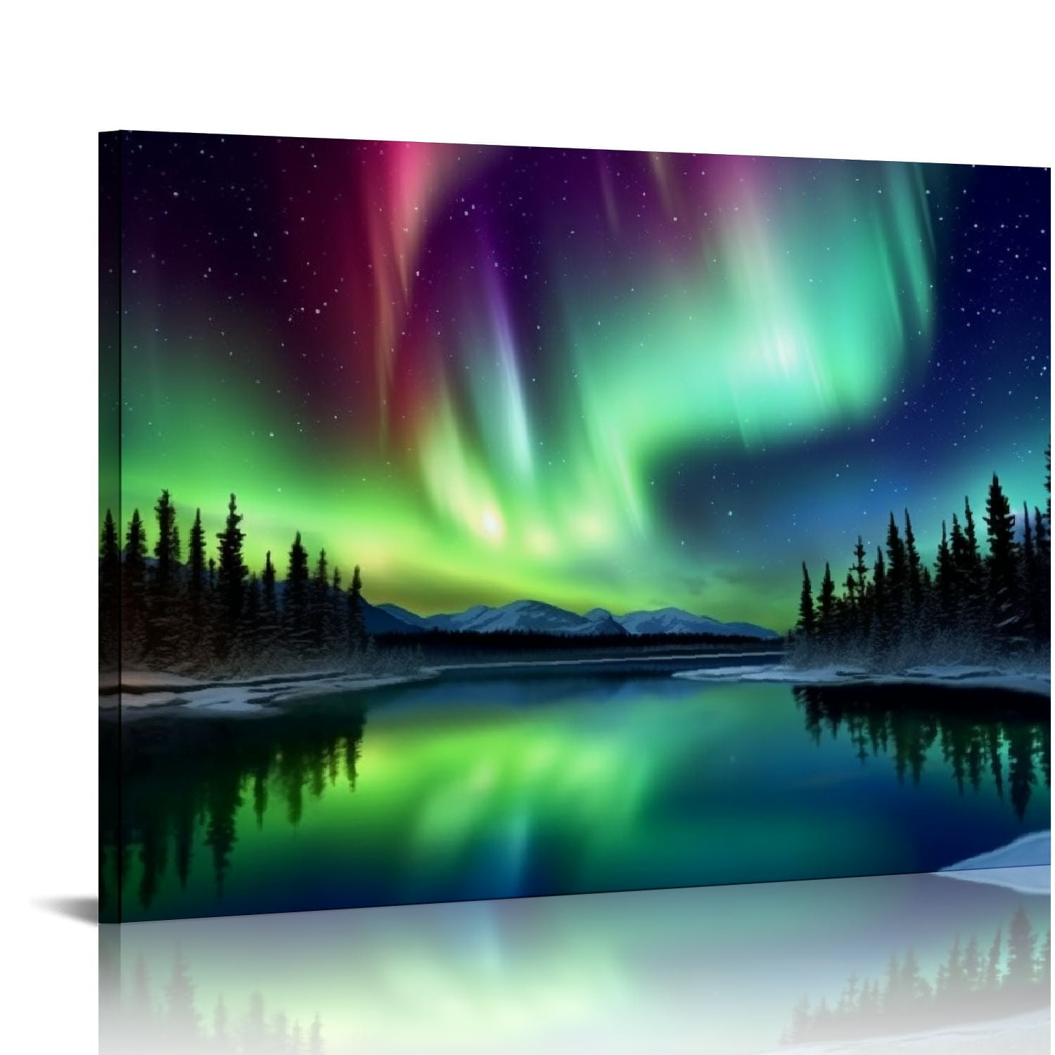 Acheng Northern Lights Picture Wall Decor Aurora Borealis Snow Tree ...
