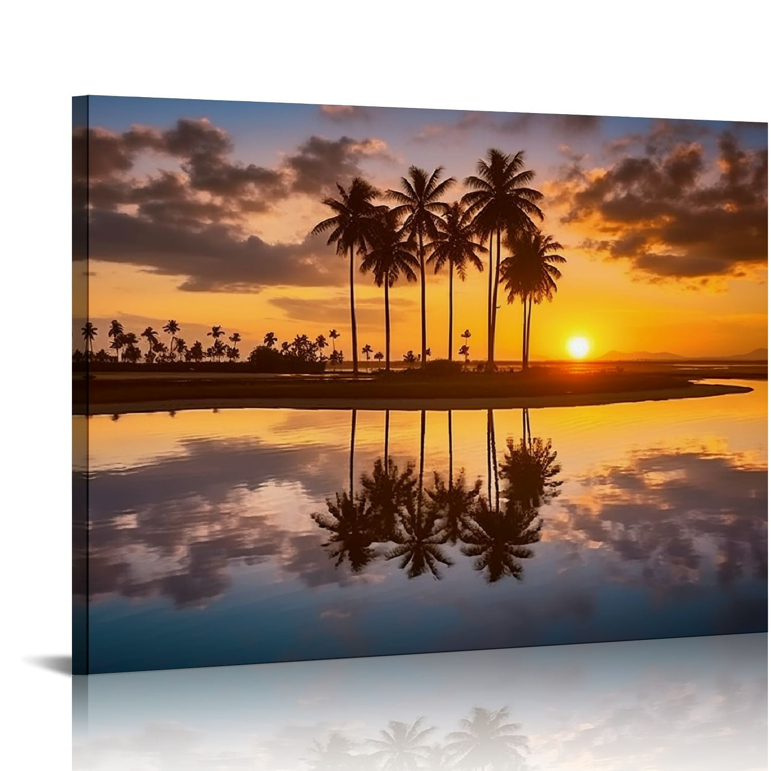 Acheng Ocean Canvas Wall Art Decor: Beach Coastal Scene Artwork Palm ...