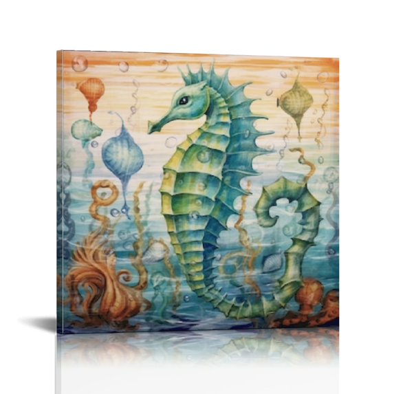 Acheng Ocean Wall Art Blue Beach Bathroom Nursery Wall Decor Teal ...