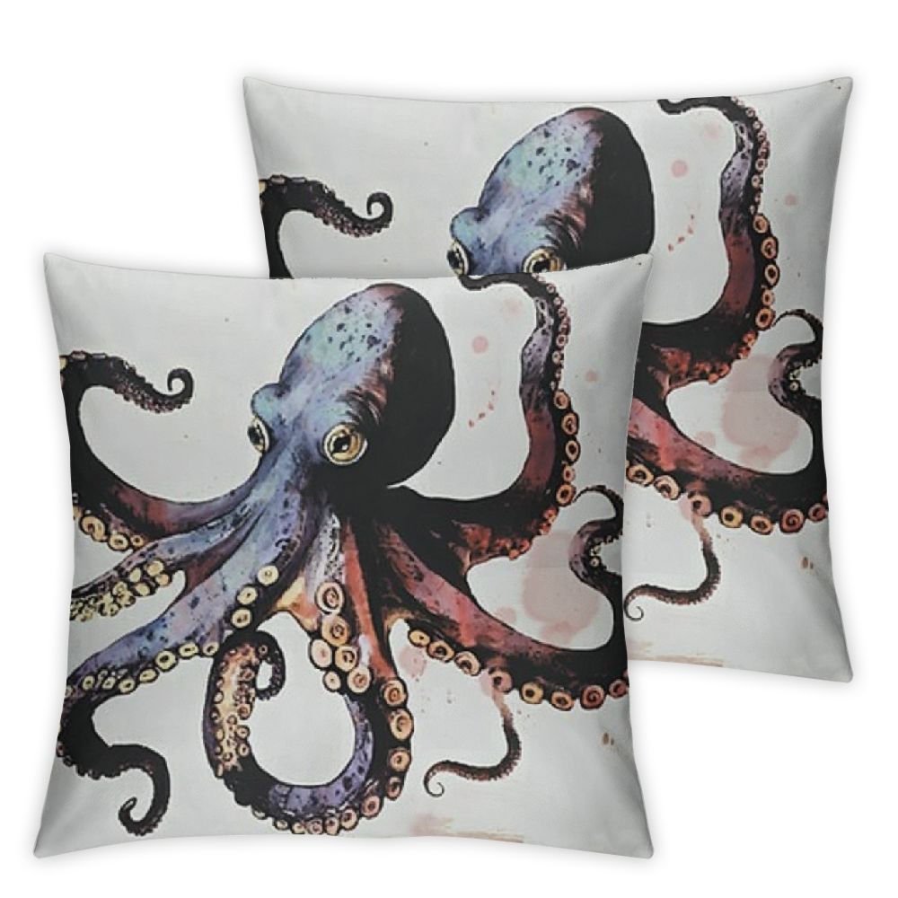 Acheng Octopus Bed Pillow Covers, Watercolor Ocean Sea Octopus ...