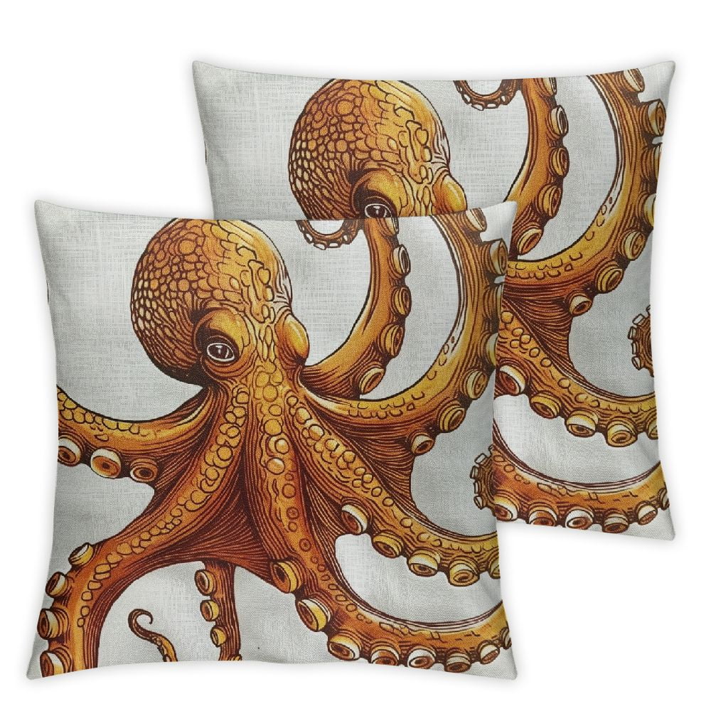 Acheng Octopus Throw Pillow Cushion Cover, Octopus Pattern Illustration ...