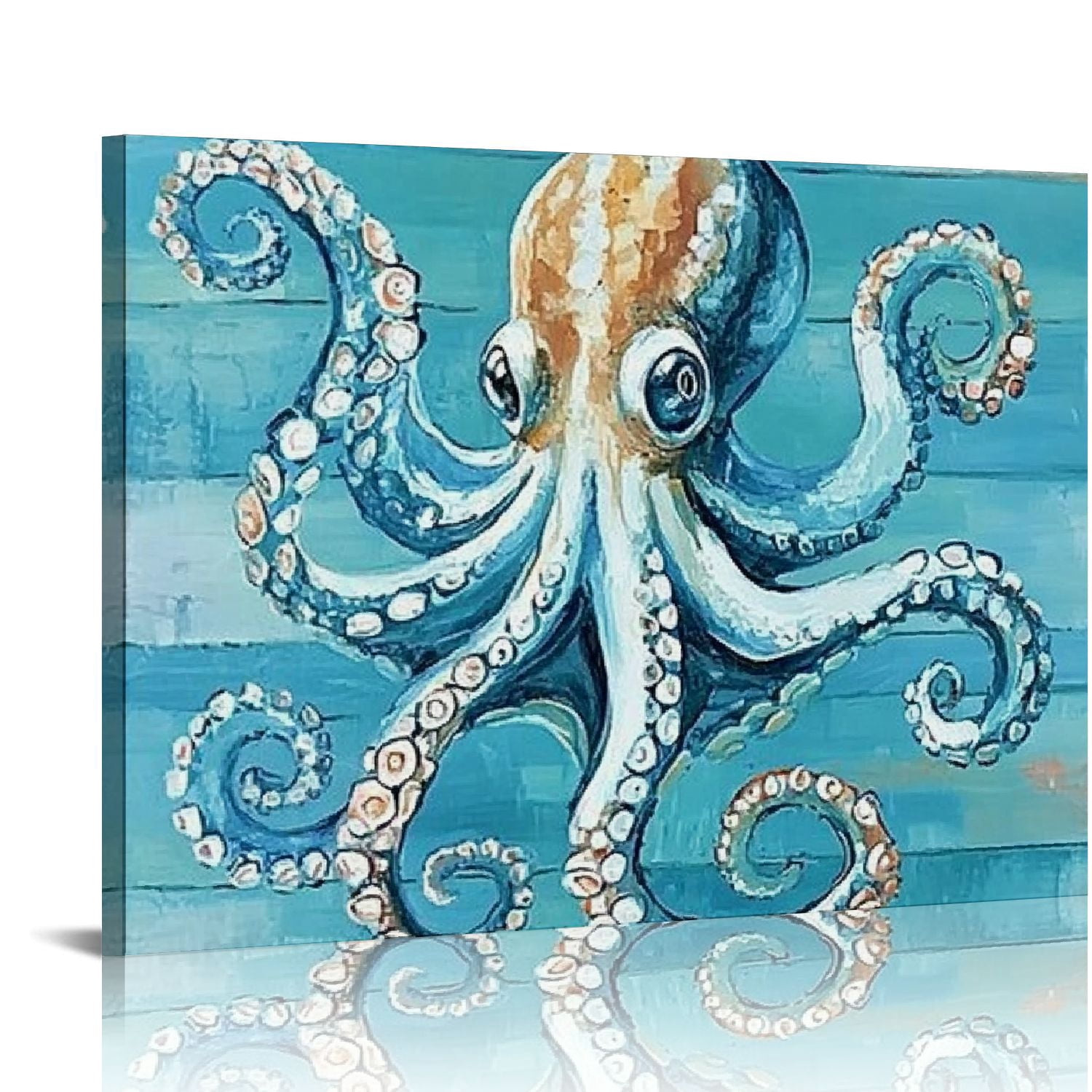 Acheng Octopus Wall Art for Bathroom Decor, Aqua Octopus Canvas Art ...
