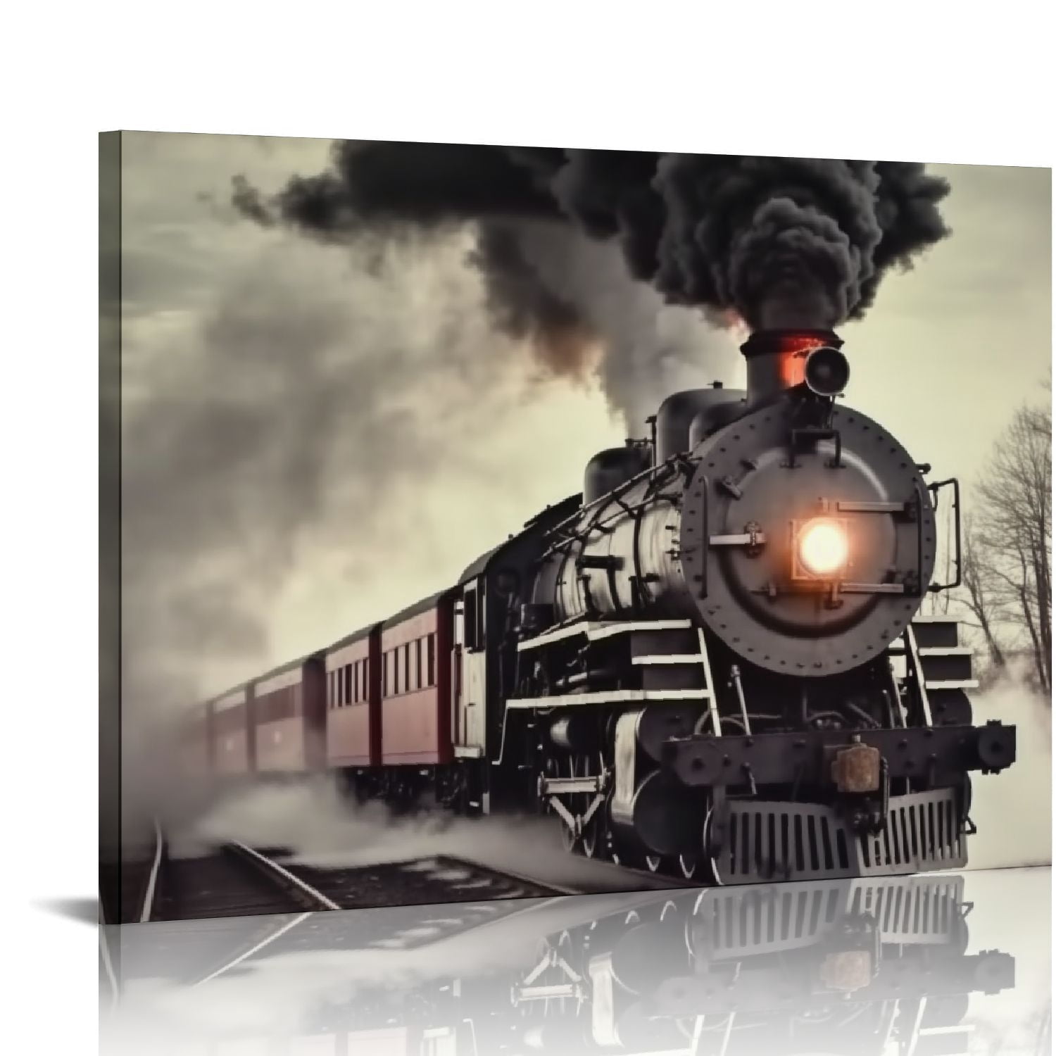 Acheng Old Black Steam Train Art Steam Train Wall Art Vintage Posters ...