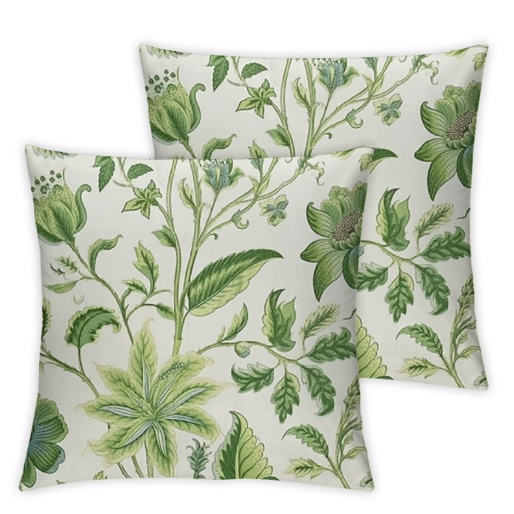 Acheng Outdoor Chinoiserie Pillow Cover Beige Green Floral Pillow ...