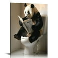 Acheng Panda Bathroom Canvas Wall Art, Panda Reading Newspapers ...