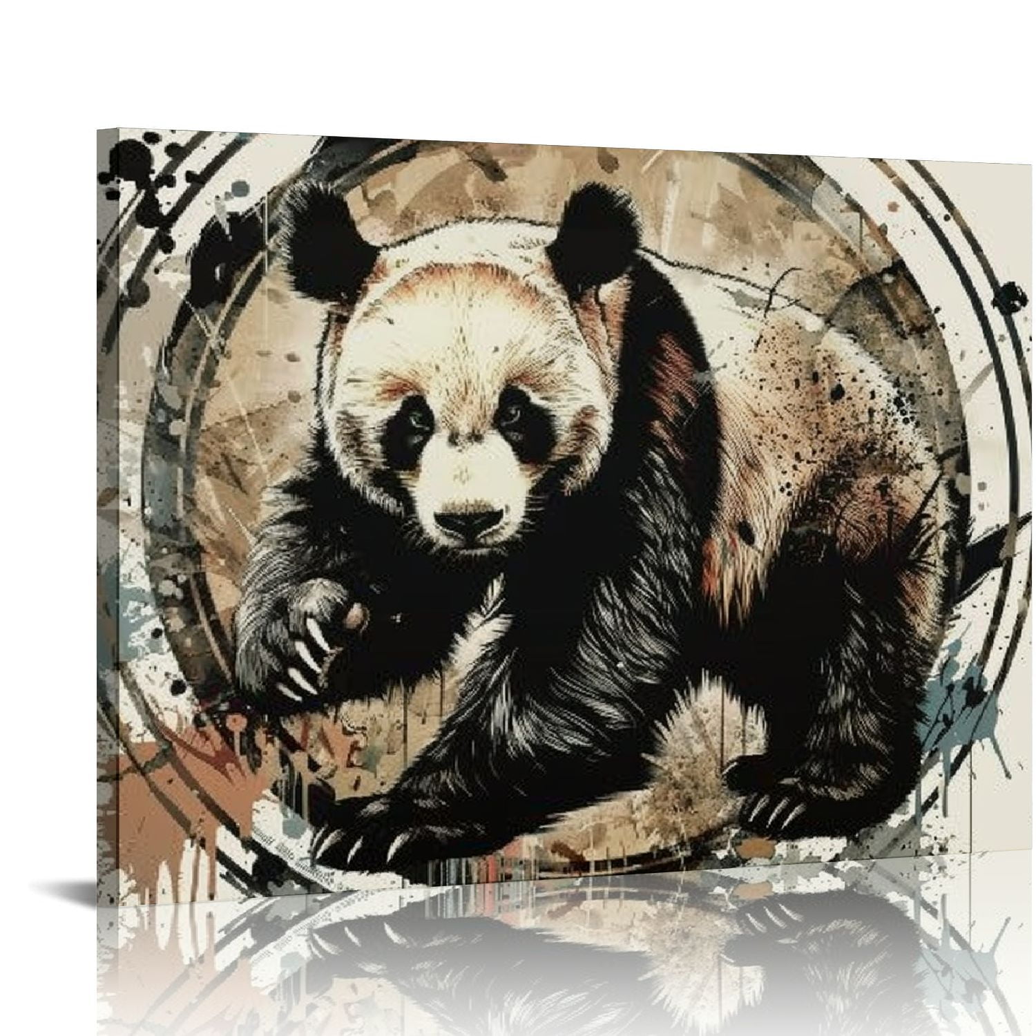 Acheng Panda, Chiaroscuro Art Style, Retro Distressed Animal Poster ...