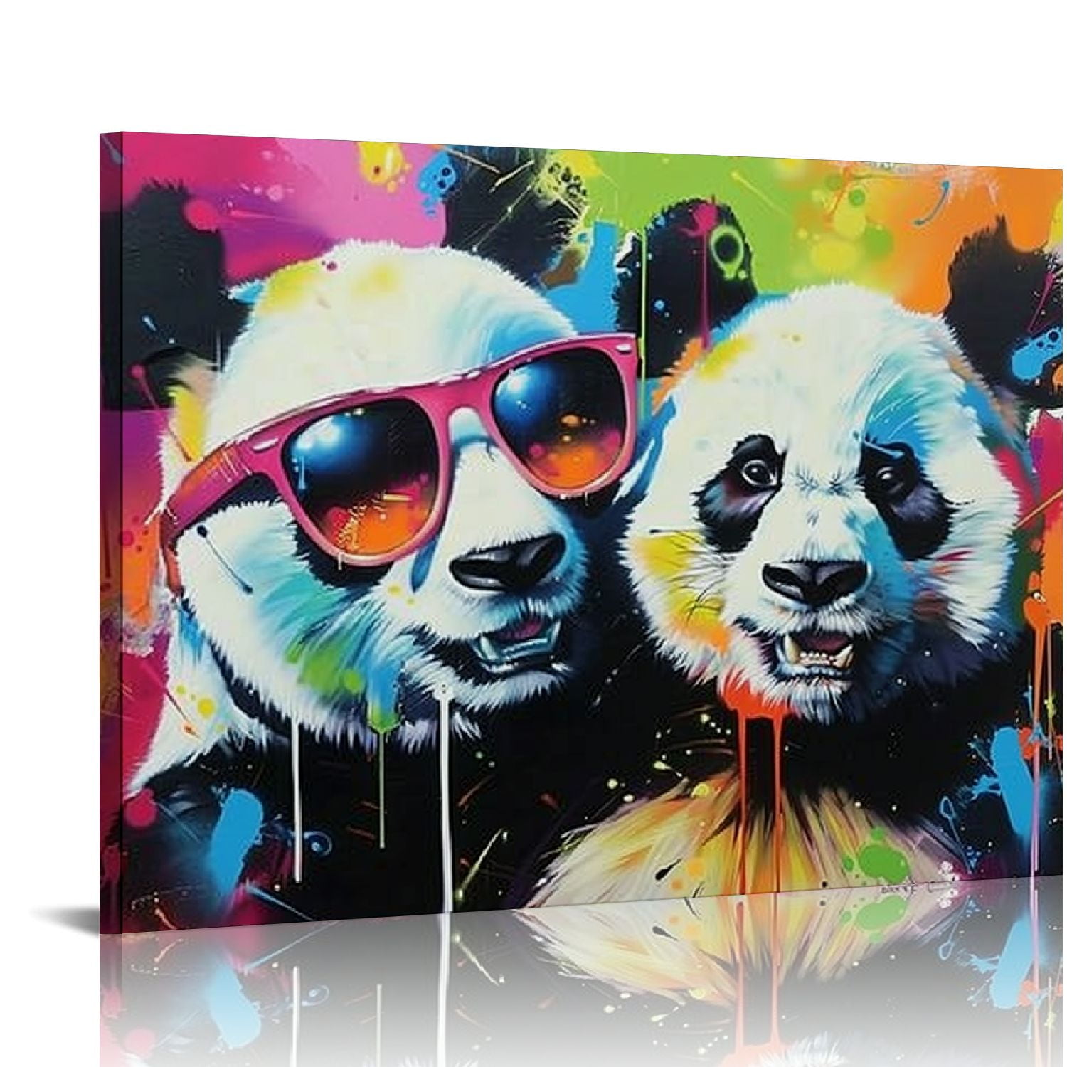 Acheng Panda Wall Art,Graffiti Cute Pandas Canvas Print Wall Decor ...