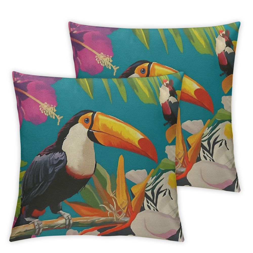 Acheng Parrot Pillow Cover Decorative Tropical Bird Toucan Leaves and ...