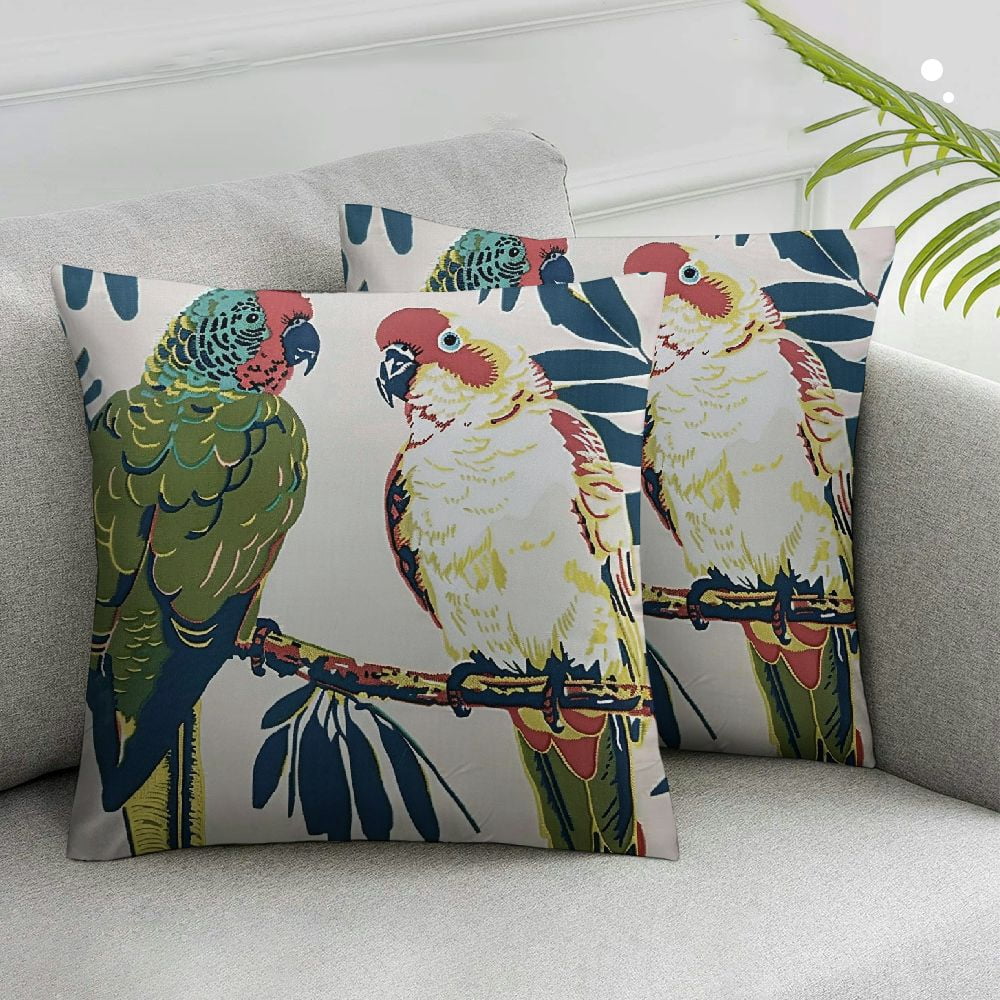 Acheng Parrot Throw Pillow Covers Birds Pattern Farmhouse Bohemian Soft ...