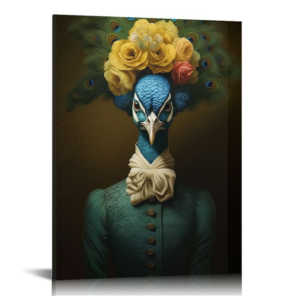 Acheng Peacock Vintage Portrait, Animal Canvas Prints, Renaissance ...