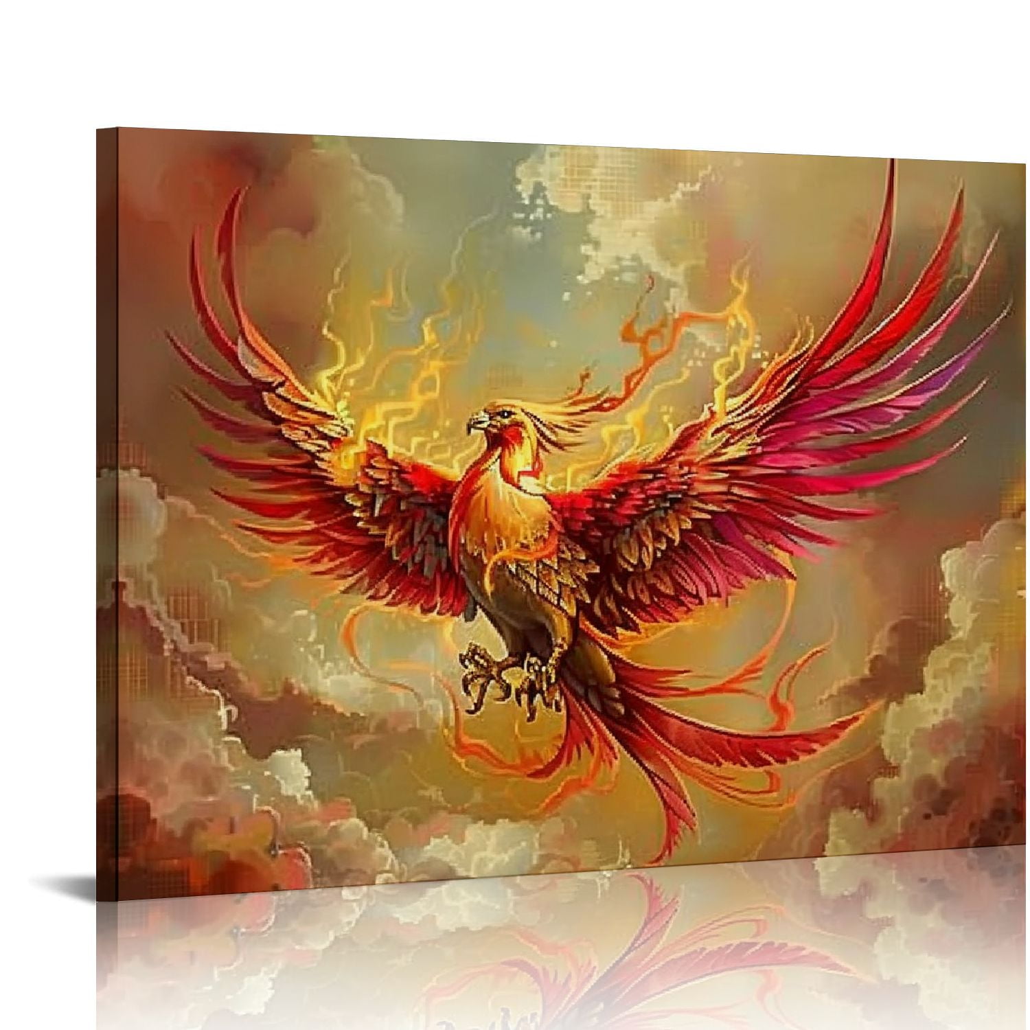 Acheng Phoenix Wall Art Phoenix Rising From the Ashes of Flame Canvas ...