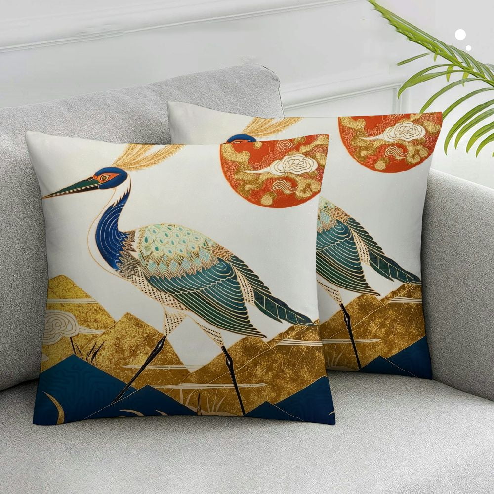 Acheng Pillow Covers Japanese Throw Pillow Cover Asian Oriental Cranes ...