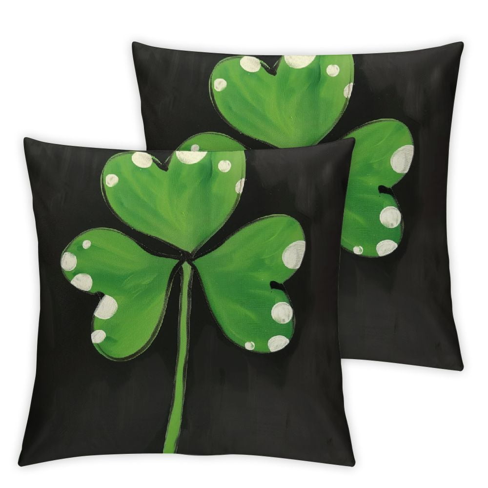 Acheng Pillow Covers Watercolor Lucky Clover Pillow Cases Set of 2 ...