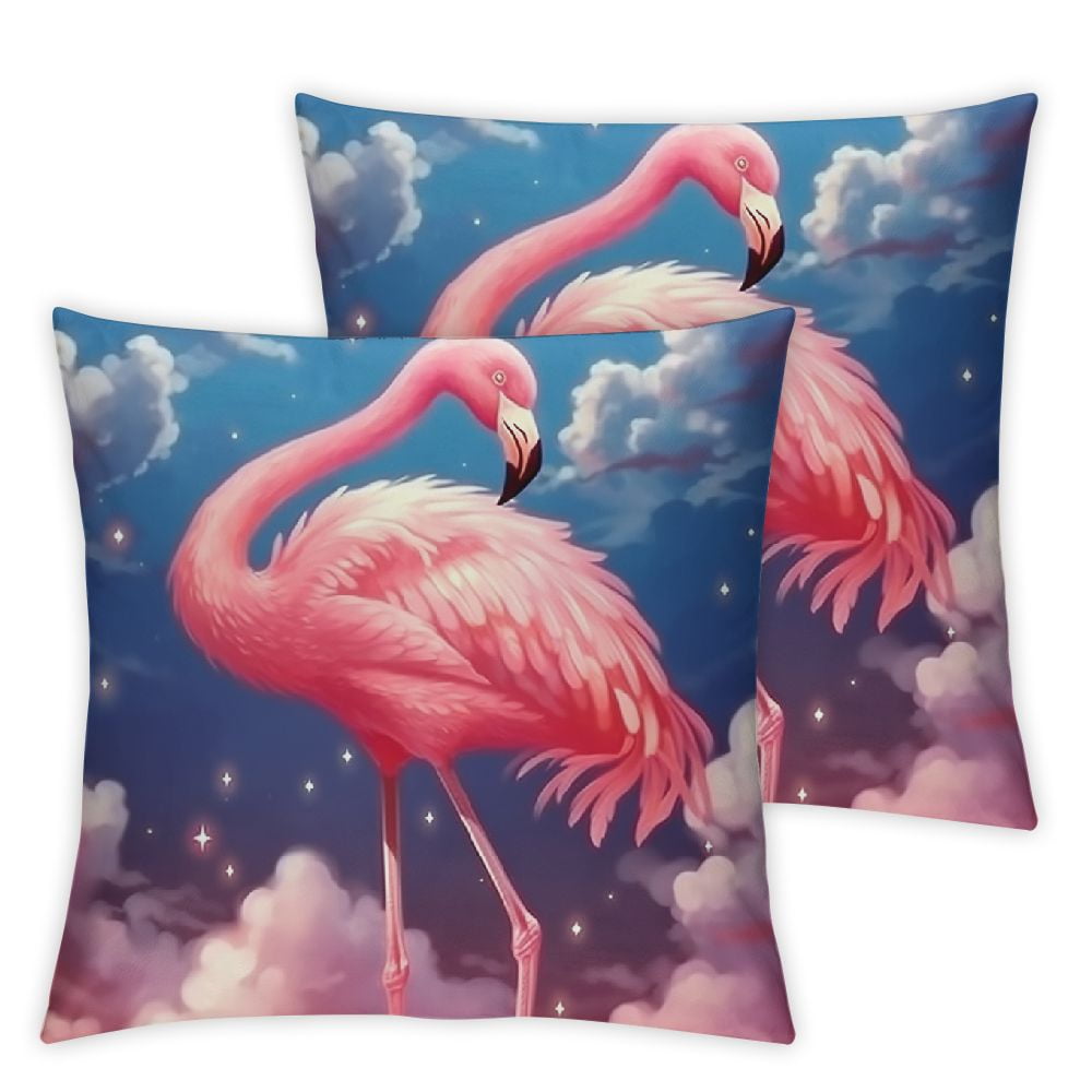 Acheng Pink Flamingo Pillow Cases Cushion Covers Tropical Flamingo ...