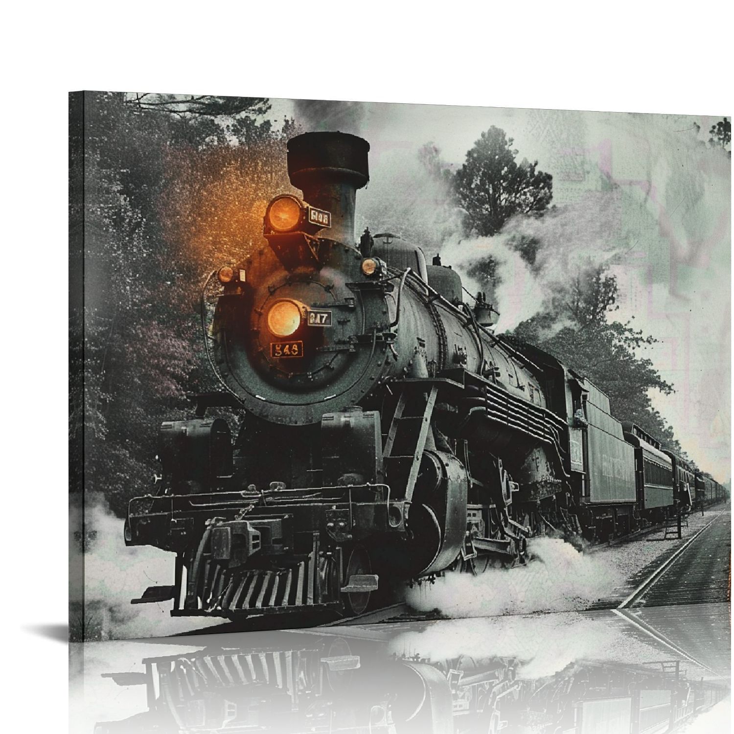 Acheng Posters Vintage Poster Black And White Transport Train Wall Art ...