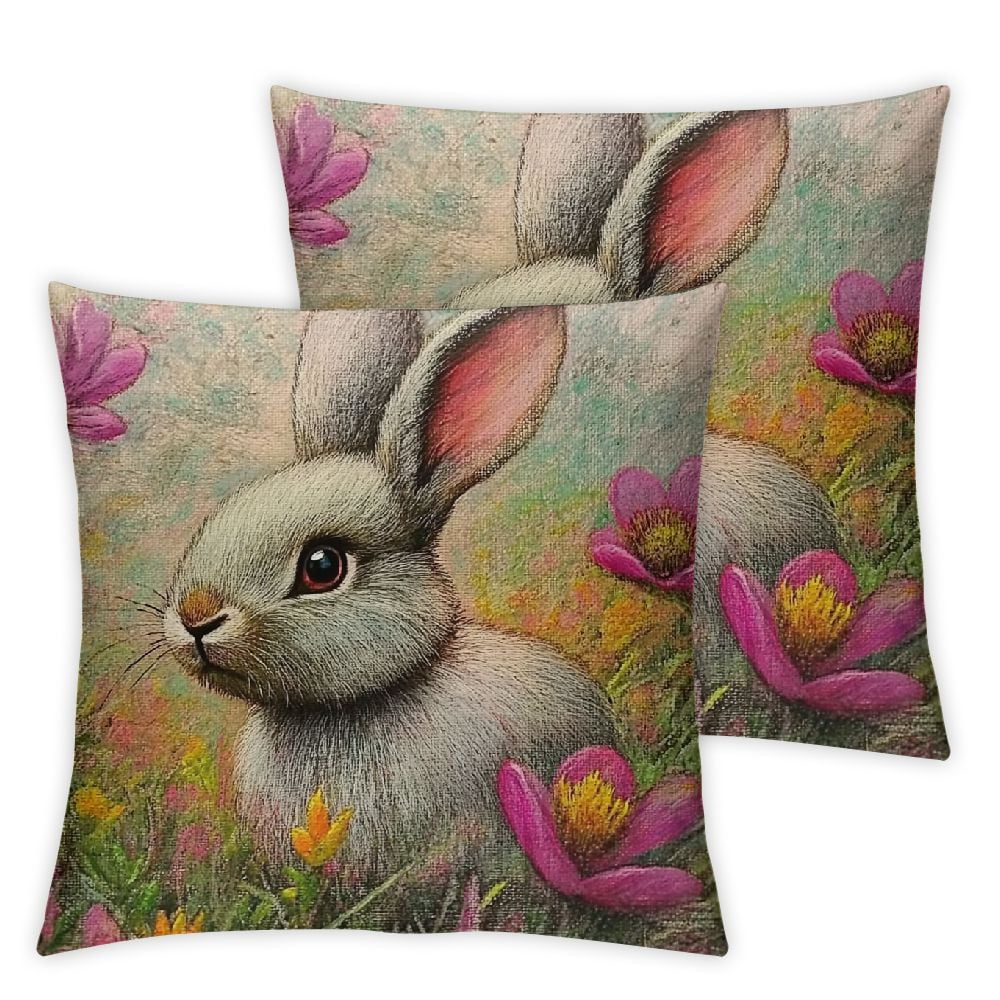 Acheng Rabbit Throw Pillow Cover,Spring Watercolor Rabbit in Magnolia ...